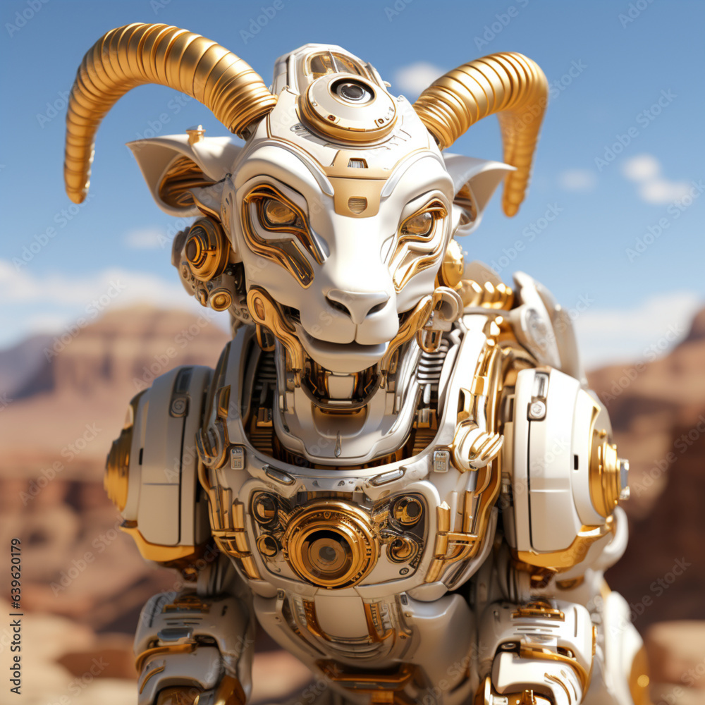 Golden Goat Robot King of Saturn,generative ai Stock Illustration ...