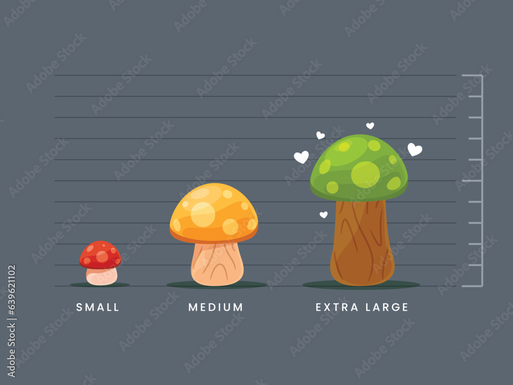 the comparison between three mushrooms. Isolated Vector Illustration ...
