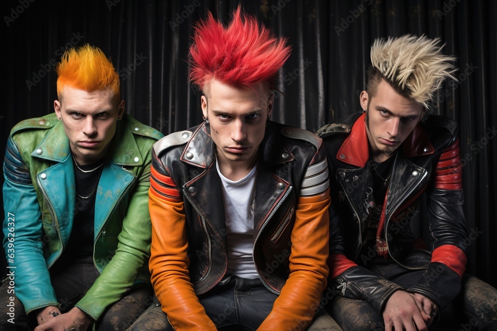 Foto de Retro Punker aus den 80er Jahren. Bunte Haare und coole Typen ...