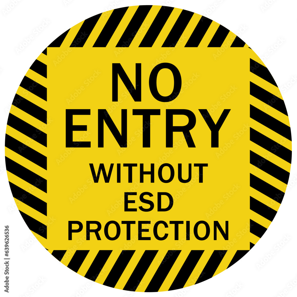 Electrostatic warning sign and label no entry without ESD protection ...