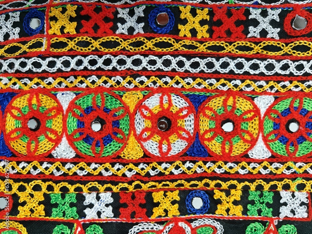 kanch kachhi work art. fabric hand work design on the traditional cloth ...