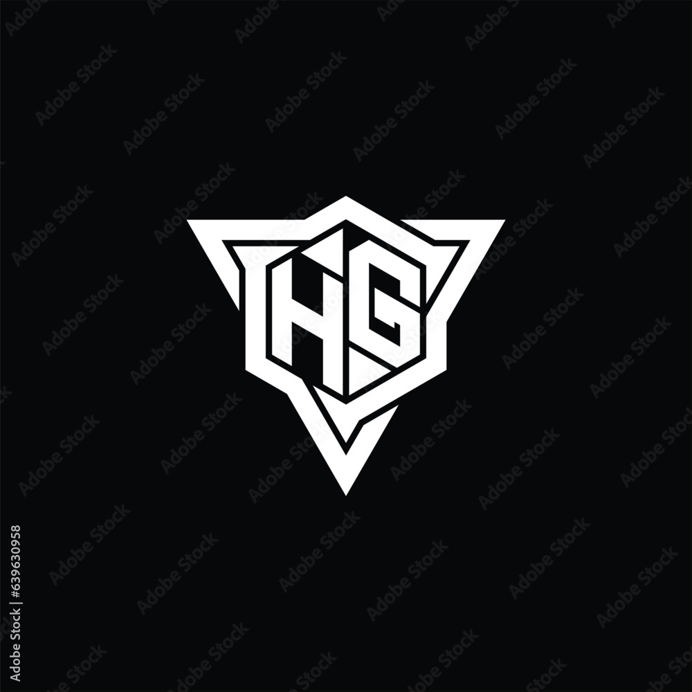 HG Logo monogram hexagon shape with triangle outline sharp slice style design template Stock ...
