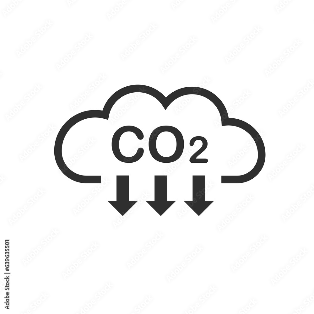 Carbon dioxide emissions. Black cloud and co2 reduction icon. Air ...