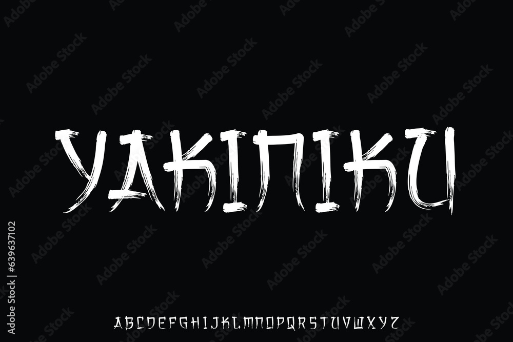 Creative handwritten japanese style alphabet display font vector with ...