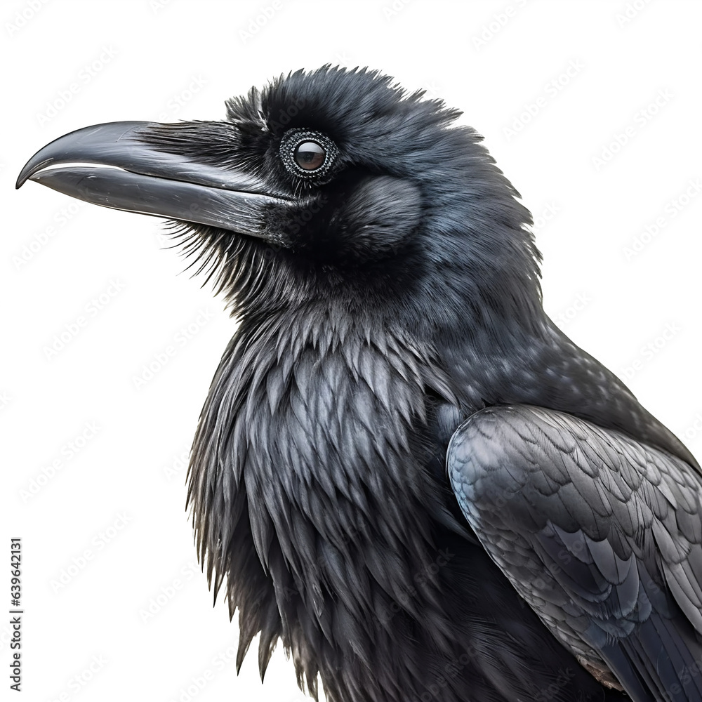 Grand corbeau (Corvus corax) avec transparence, sans background Stock ...