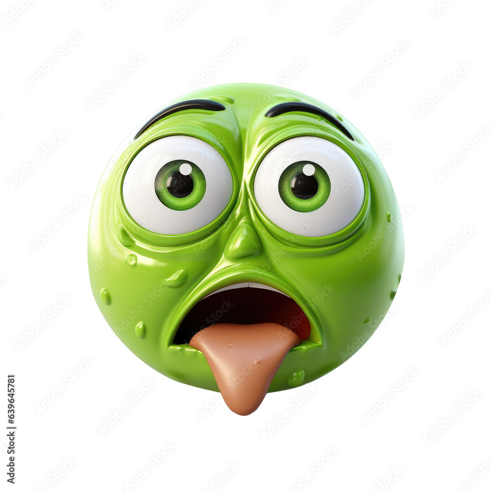 Cute Cartoon Sick Emoticon Character Isolated on a Transparent ...