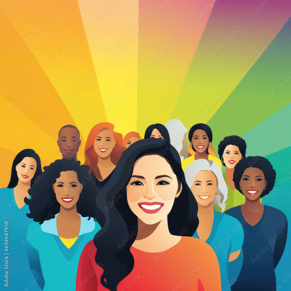 Group Of Women Of Different Races. Empowering Women In The Workplace ...