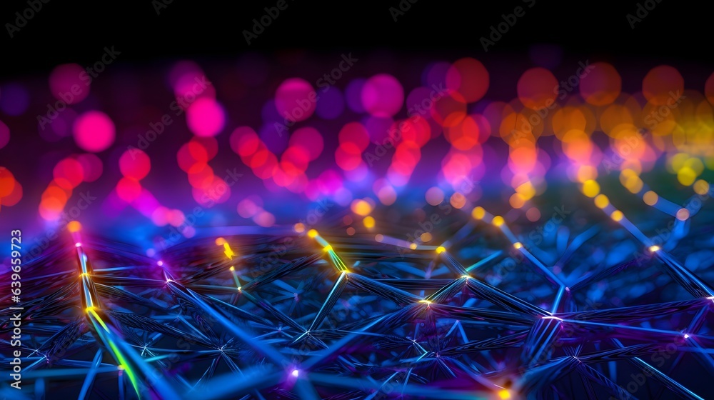 Conceptual illustration of neuron cells with glowing link knots ...