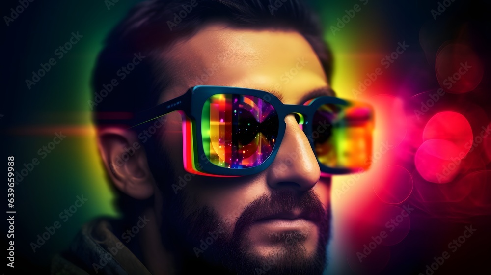 Virtual man people and neural network in VR glasses is a symbiosis of a ...