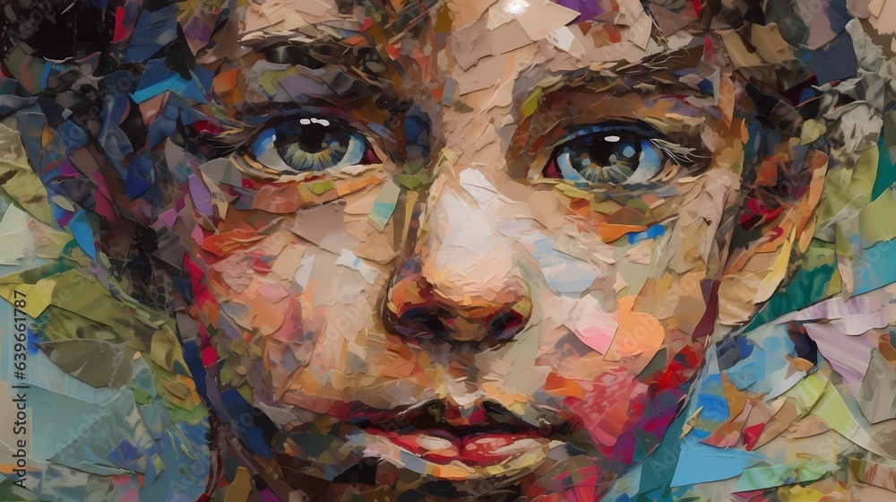 Paper cut boy head illustration, modern papercut craft people paper art ...