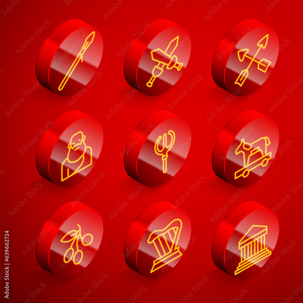 Set line Medieval spear, Crossed medieval sword, arrows, Socrates ...