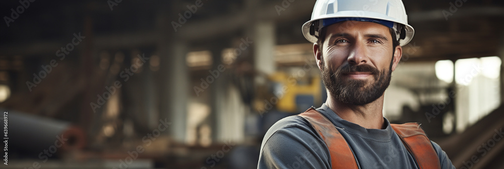 Handsome male construction worker or engineer, professional photo ...