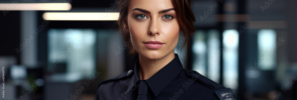 Beautiful female law enforcement police officer in work uniform ...