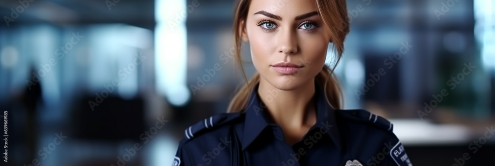 Beautiful female law enforcement police officer in work uniform ...