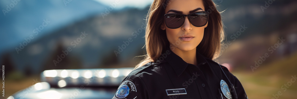 Beautiful female law enforcement police officer in work uniform ...