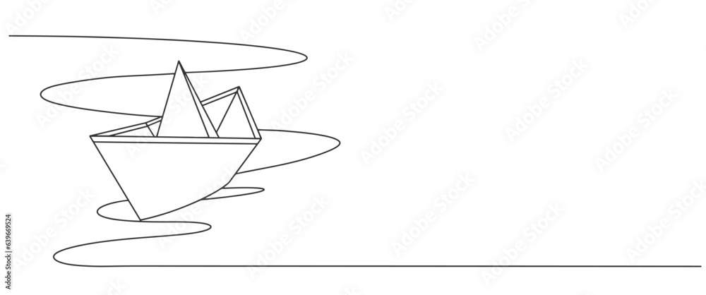 Paper boat line art vector illustration. Paperboat origami line art ...