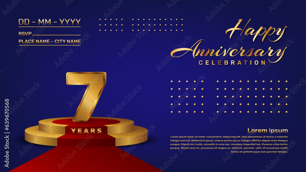 7th anniversary celebration vector template with 3D numbers style and ...