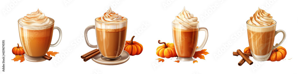 Pumpkin Spice Latte clipart collection, vector, icons isolated on ...