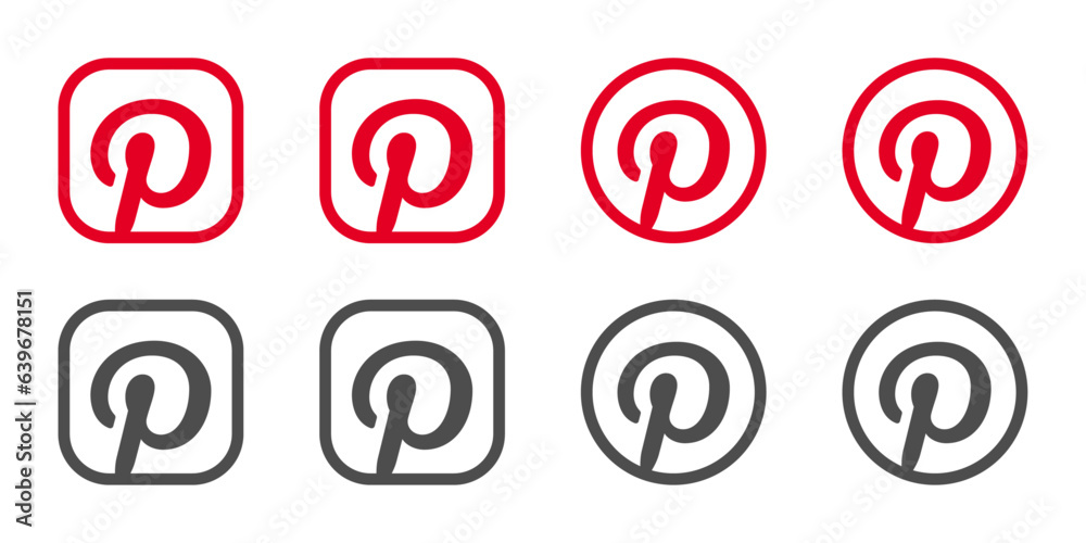 Pinterest logo vector icons set Stock Vector | Adobe Stock