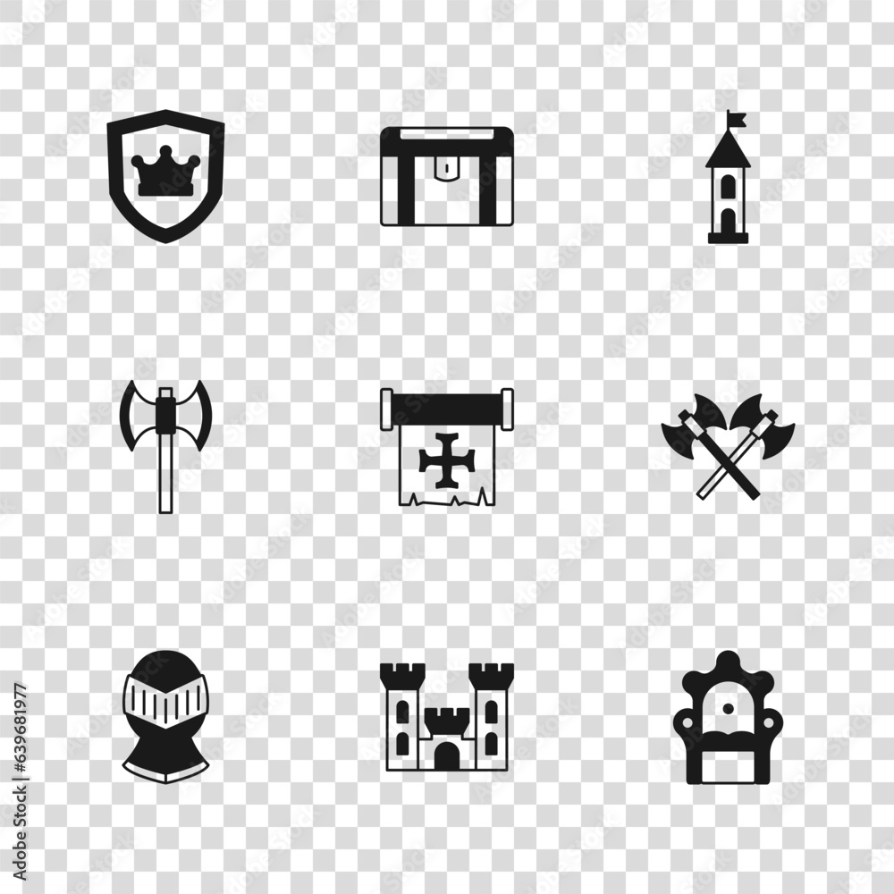 Set Castle, Crossed medieval axes, Medieval throne, Crusade, tower ...