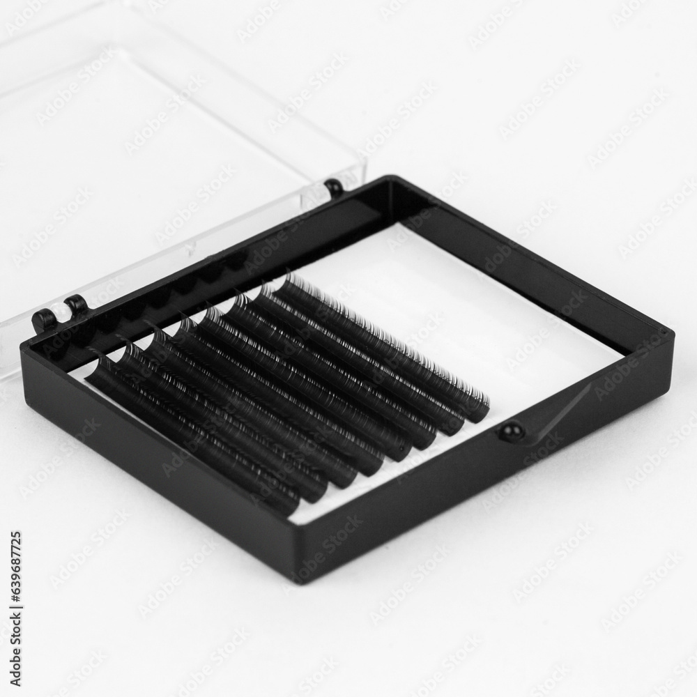 Mockup palette of black eyelash extensions for making fans and their ...