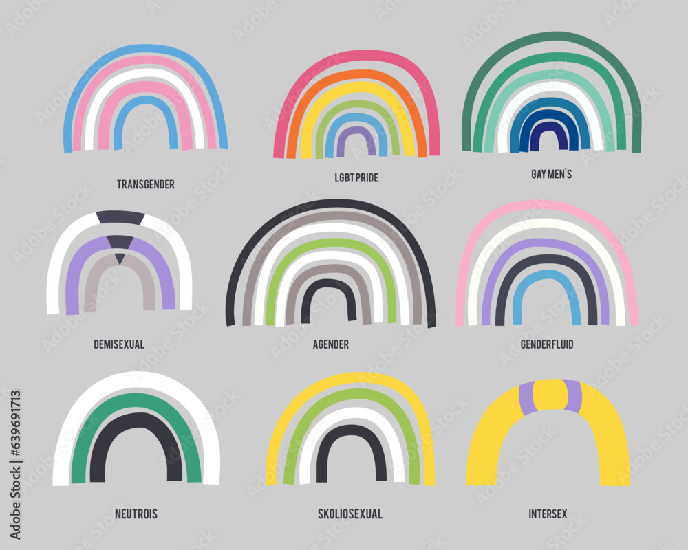 LGBTQ Pride Rainbow Flags Collection. Different LGBTQ Community Designs ...