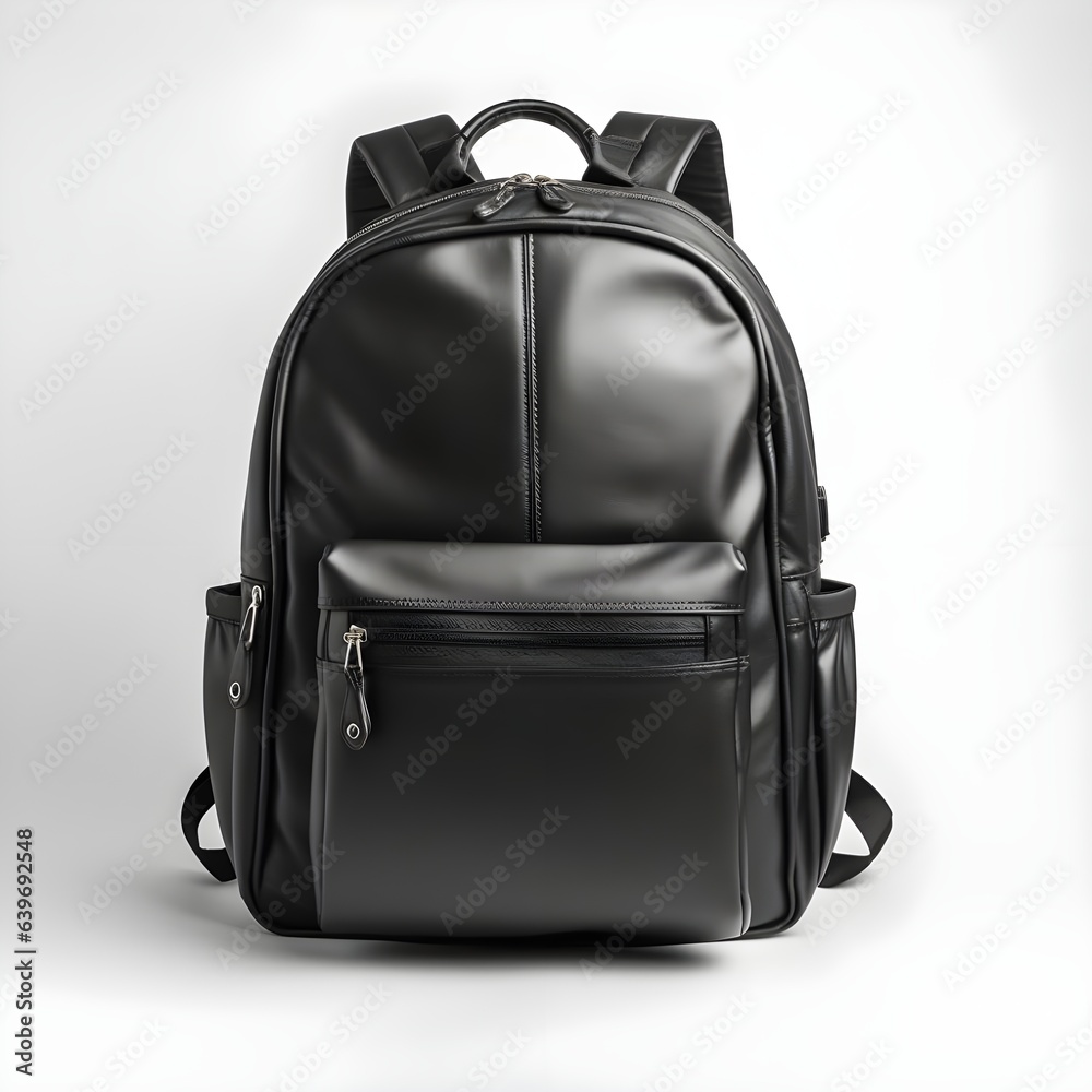 ภาพประกอบสต็อก modern and very beautiful black leather backpack. Ideal ...