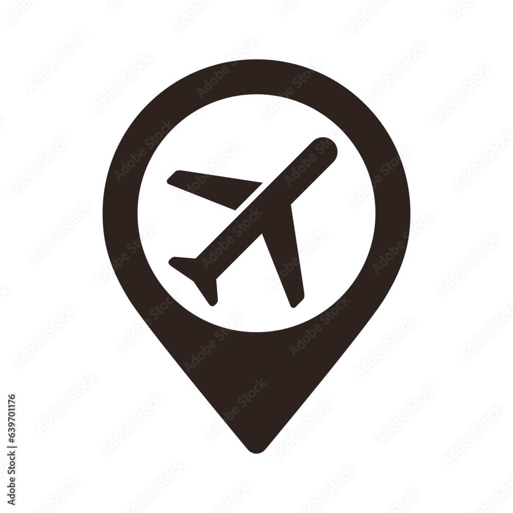 Vektorová grafika „Airport map pin. Airport location pin. GPS airport ... Vektorová grafika „Airport map pin. Airport location pin. GPS airport ...