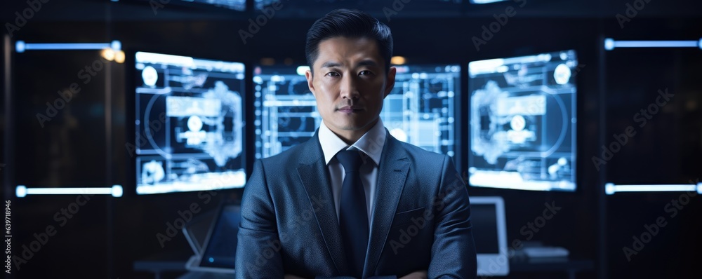 An Asian man stands proudly in front of a computer a wide spectrum of ...