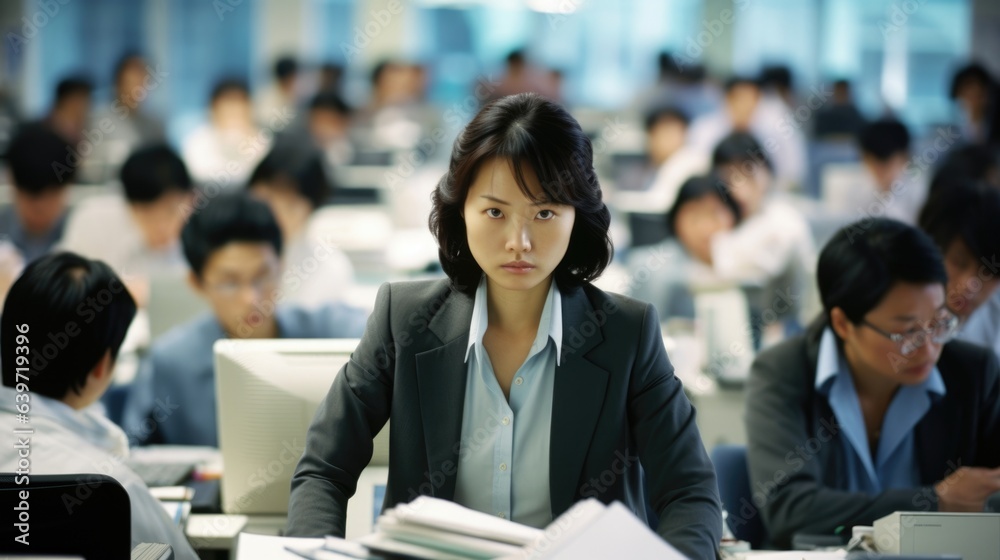 In an office crammed with several computers and several busy Asian ...