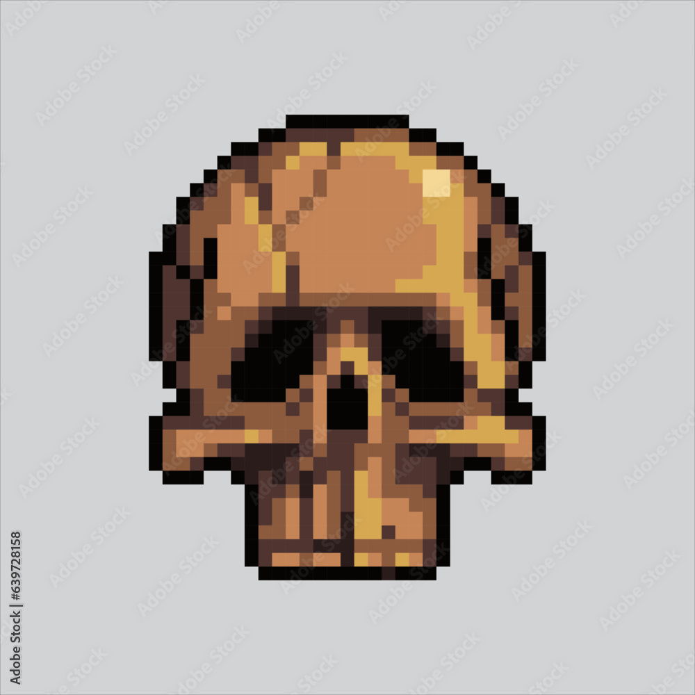 Pixel art illustration Skull. Pixelated Skull. Skull head icon ...