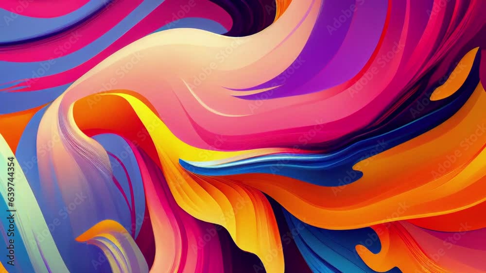 Animated 3D waving cloth texture. Liquid holographic background. Smooth ...