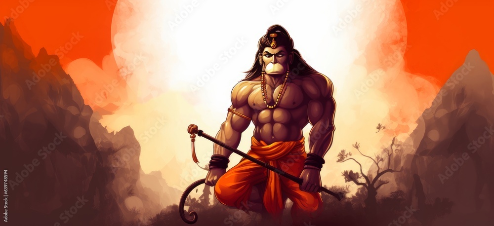 Illustration of Lord Hanuman on abstract background for Hanuman Jayanti ...