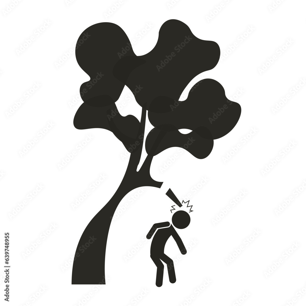 Isolated illustration of man walking with accident branches of tree ...