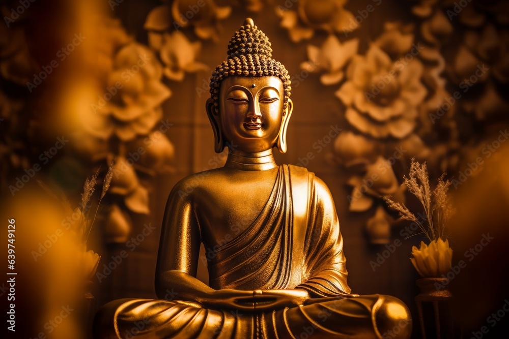 Buddha Purnima celebration, Buddha Jayanti golden color image of god ...