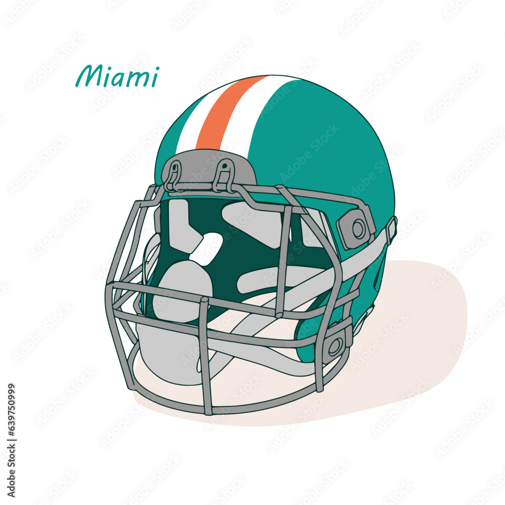 American footbal helmet with Miami Dolphins team colors. Template for ...