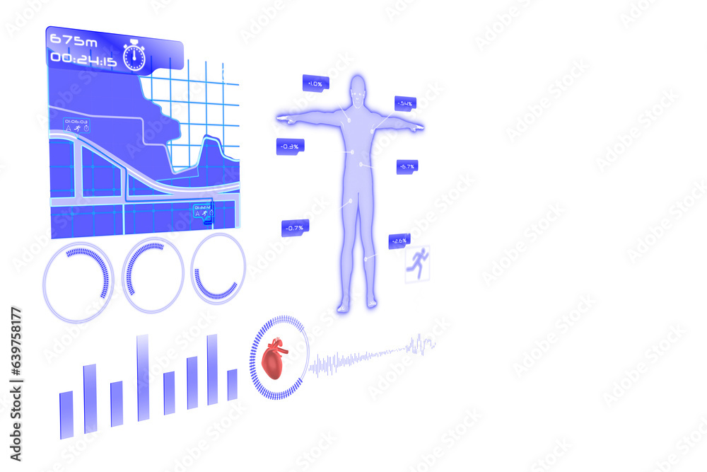 Digital png illustration of blue science data with human on transparent ...