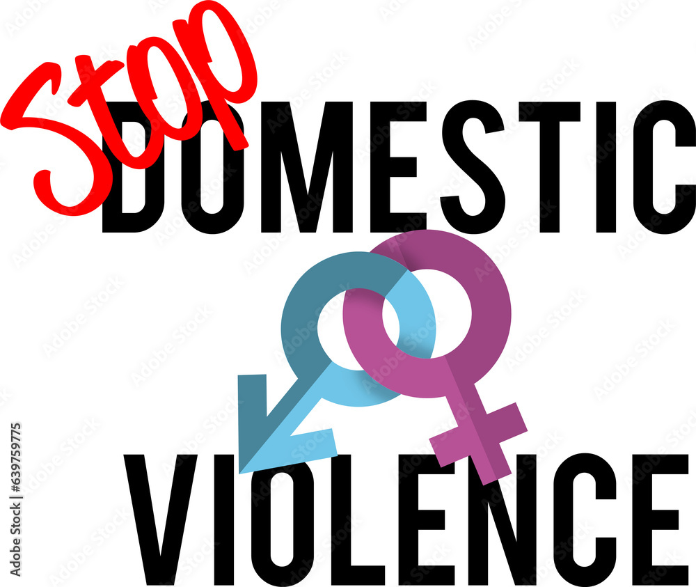 Digital png illustration of stop domestic violence and gender symbols ...