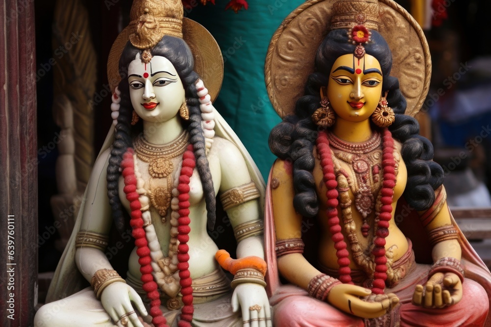 Lord Shiva and his wife Parvati, statues of Hindu gods, Kathmandu ...