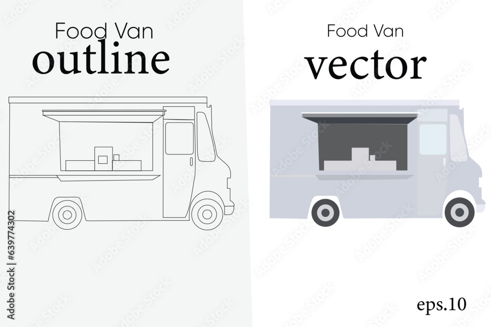 Vector set of mobile food truck icons Ice cream trucks line up on the ...