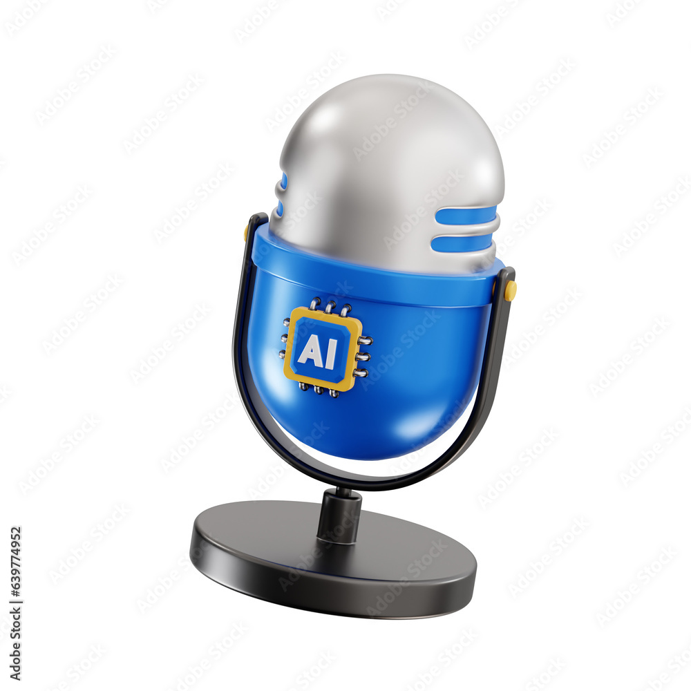 ai voice recognition 3d, high quality render, transparent background ...