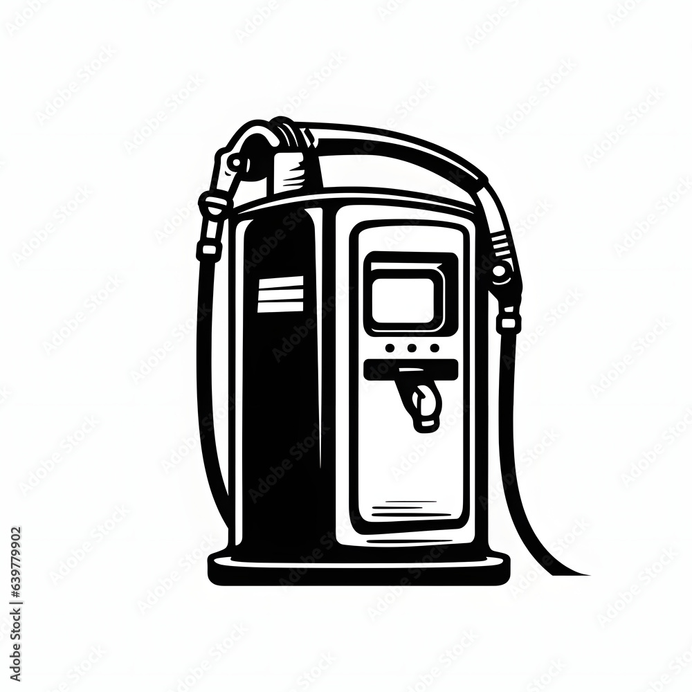 Icon of Fuel Pump in black and white, transparent background Generative ...