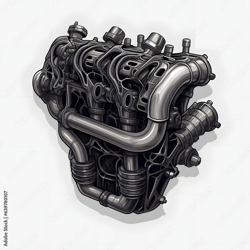 Icon of Intake Manifold in black and white, transparent background ...