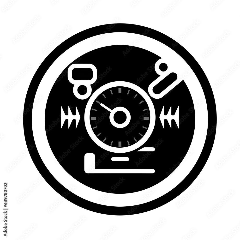 Icon of Throttle Position Sensor in black and white, transparent ...