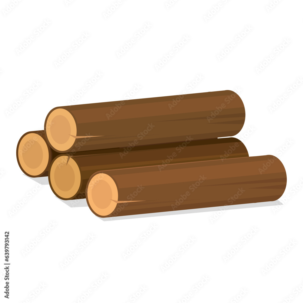 wood logs flat vector illustration logo icon clipart isolated on white ...