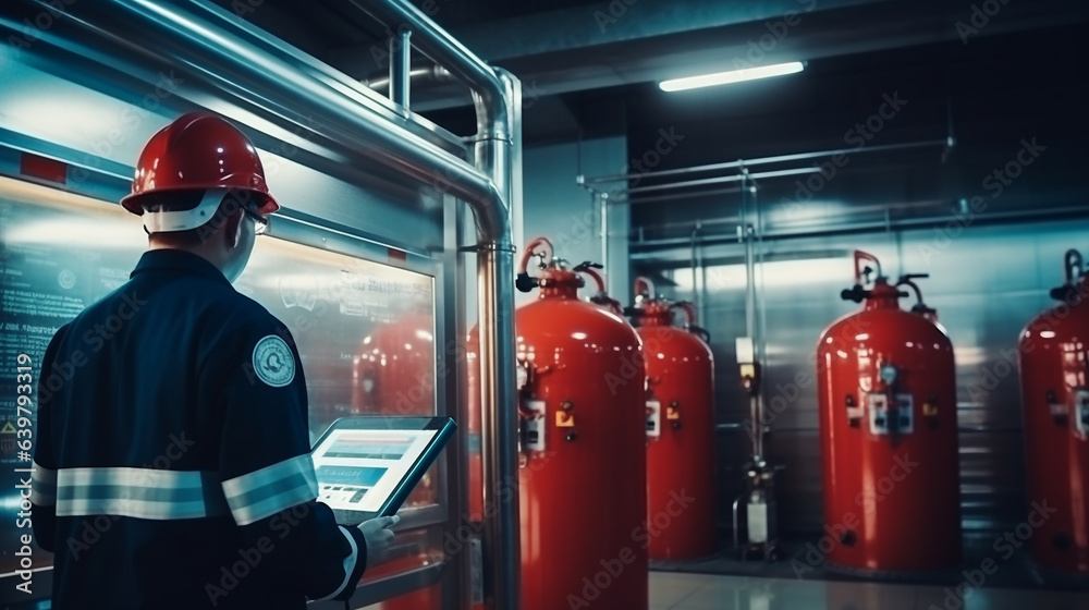 fire safety inspection at the plant. inspection of fire extinguishers ...