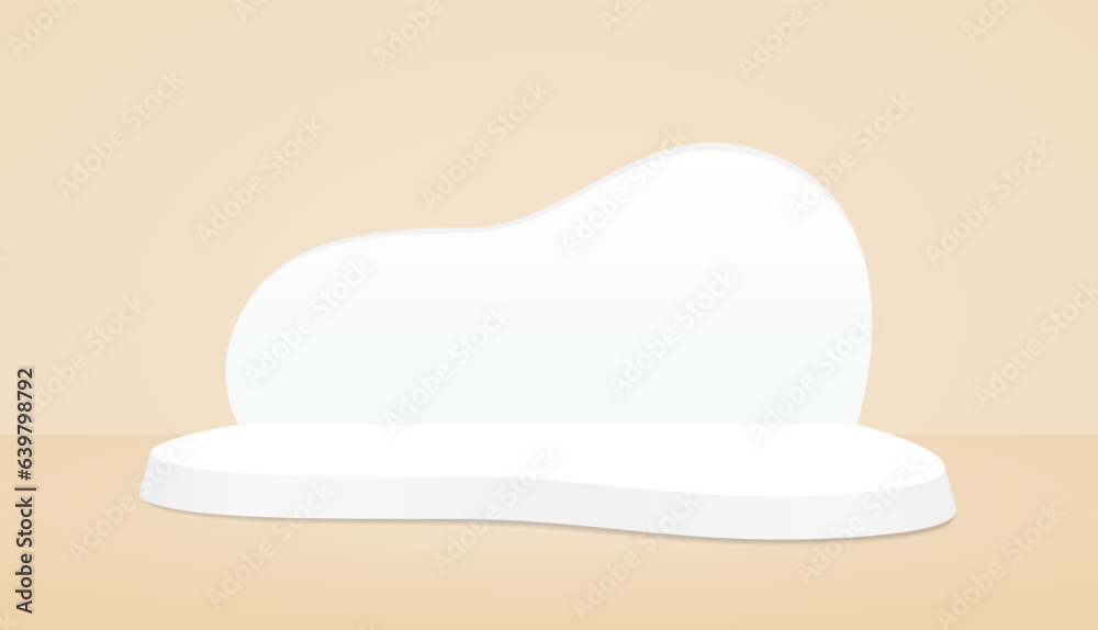 white minimal abstract freeform shape backdrop display stage 3d ...