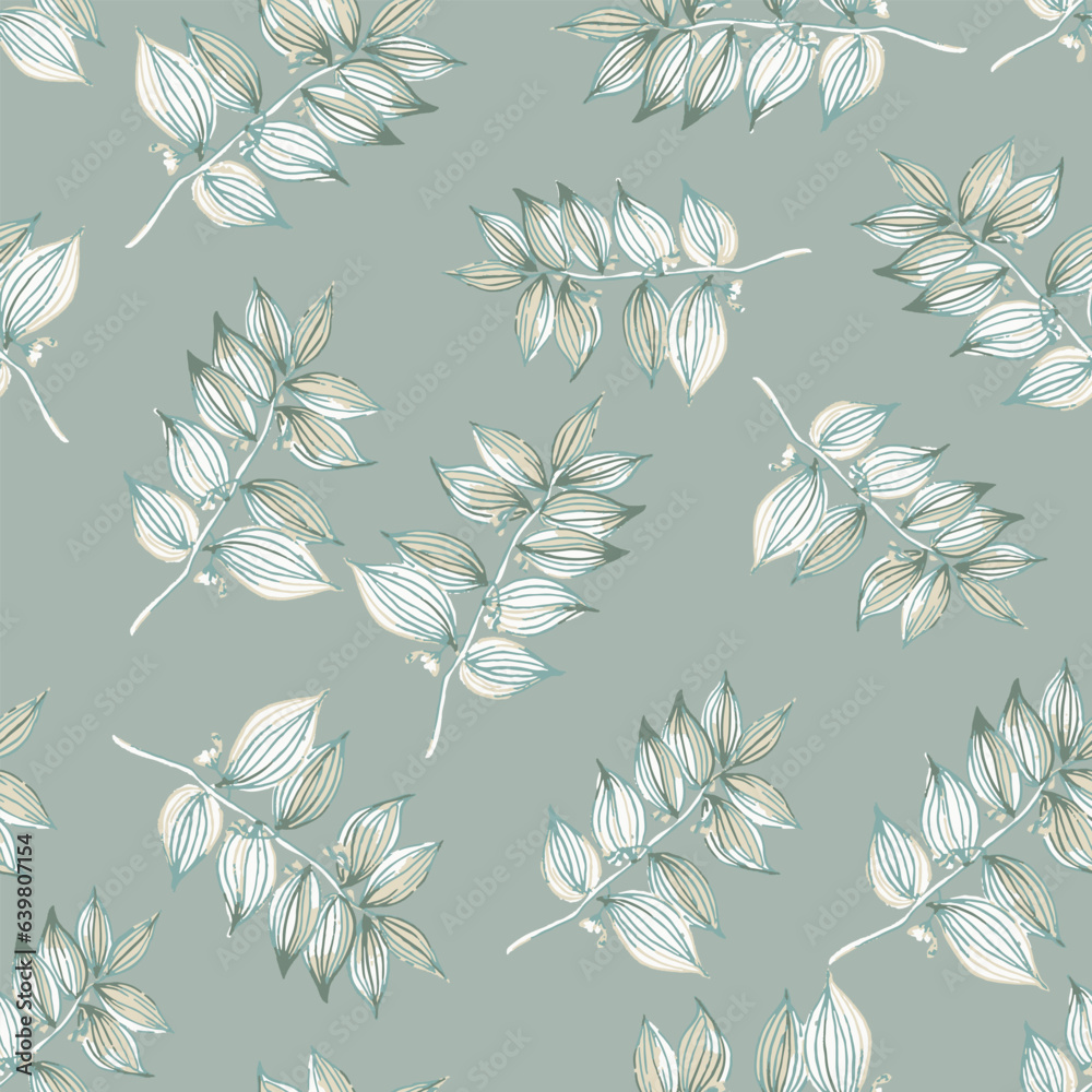 green laurus leaf. Leaf plant botanical garden floral foliage. Seamless ...