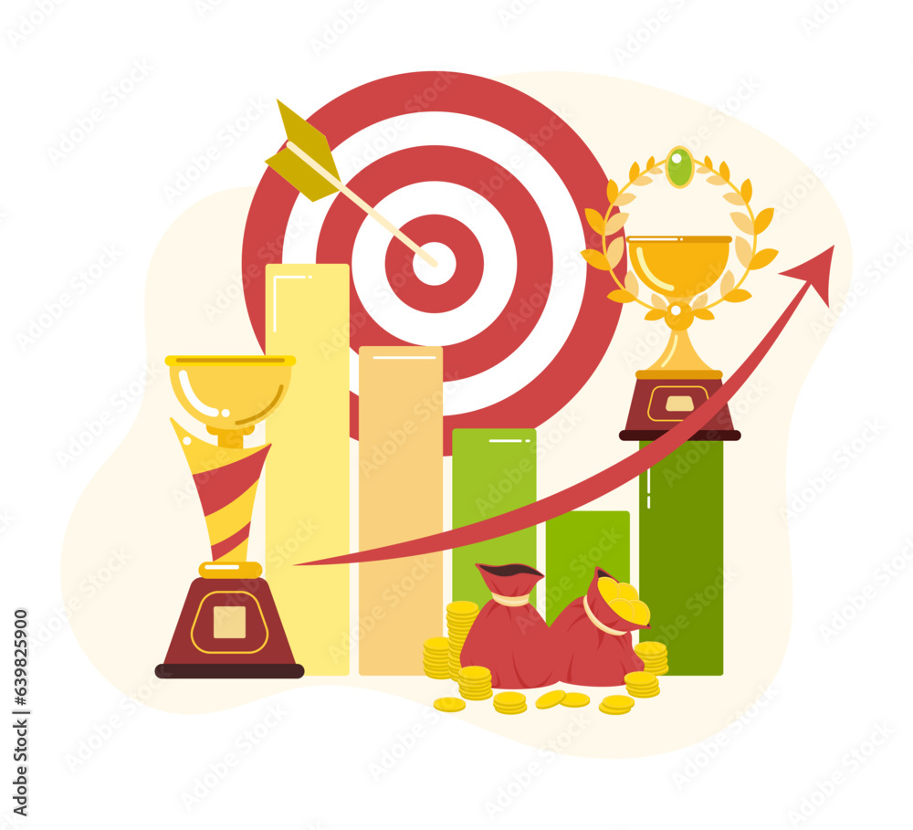 Golden trophies for winning competition vector illustration. Awards on ...