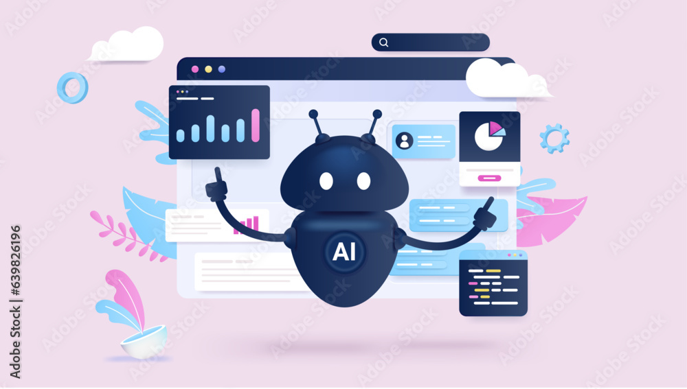 Ai data work - Illustration of artificial intelligence robot doing ...